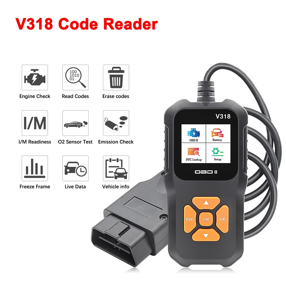 V318 OBD2 เครื่องมือสแกนวินิจฉัยรถยนต์รถยนต์ ODB2 รหัส Reader พร้อมรัสเซีย OBD 2 เครื่อง ...