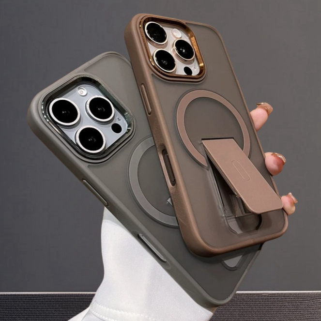 【Matte acrylic hard case/Bracket/Bronze】เคส compatible for iphone 11 12 ...