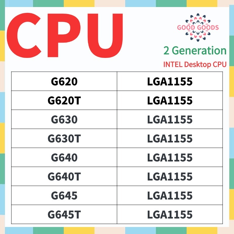 G620 G620T G630 G630T G640 G640T G645 G645T รุ่นที่สอง INTEL Pentium โปรเซสเซอร์เดสก์ท็อป CPU ...