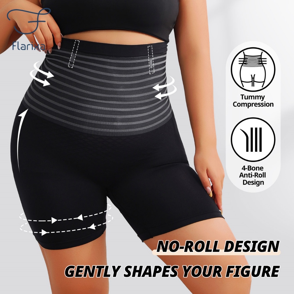 FLARIXA 0XL-4XL Plus ขนาดเอวสูงกางเกงขาสั้น Shapewear Tummy และต้นขา ...