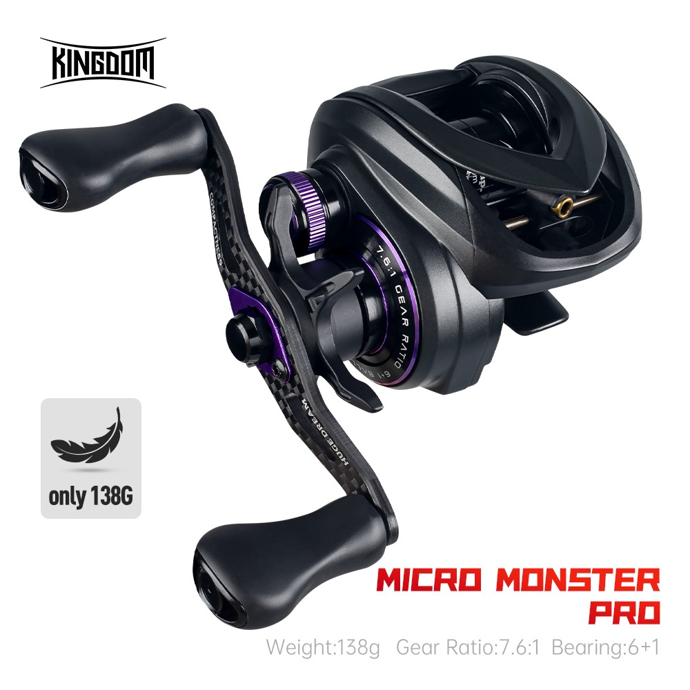 Kingdom Micro Monster PRO ตกปลา Reel Baitcasting 138g 7.6:1 ความเร็วสูง ...