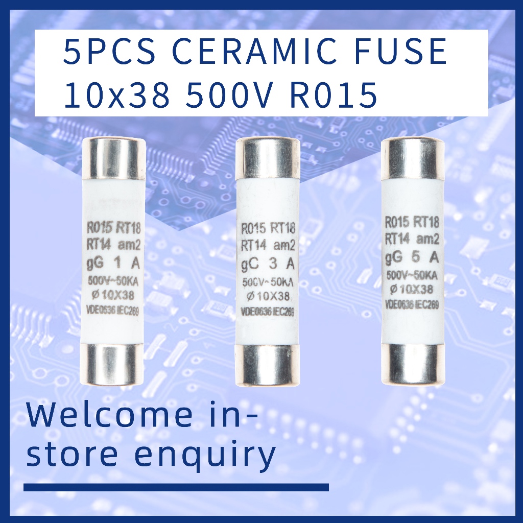 5pcs ฟิวส์เซรามิค 10 x 38 10*38 500V R015 1A 2A 3A 5A 6A 8A 10A 16A 20A 25A 32A 1 2 3 5 6 8 10 ...