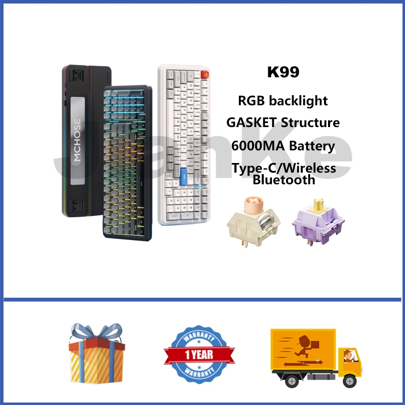 Mchose K99 คีย์บอร์ดไร้สาย 98% Hot swappable RGB GASKET คีย์บอร์ดเกมแบบกําหนดเอง | Shopee Thailand