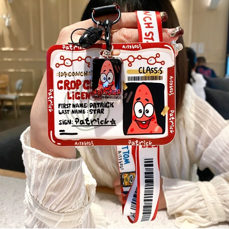 Patrick Star ID Card Cover ประตูพวงกุญแจรถลิฟท์รถบรรทุกการ์ดป้องกันกรณี ...