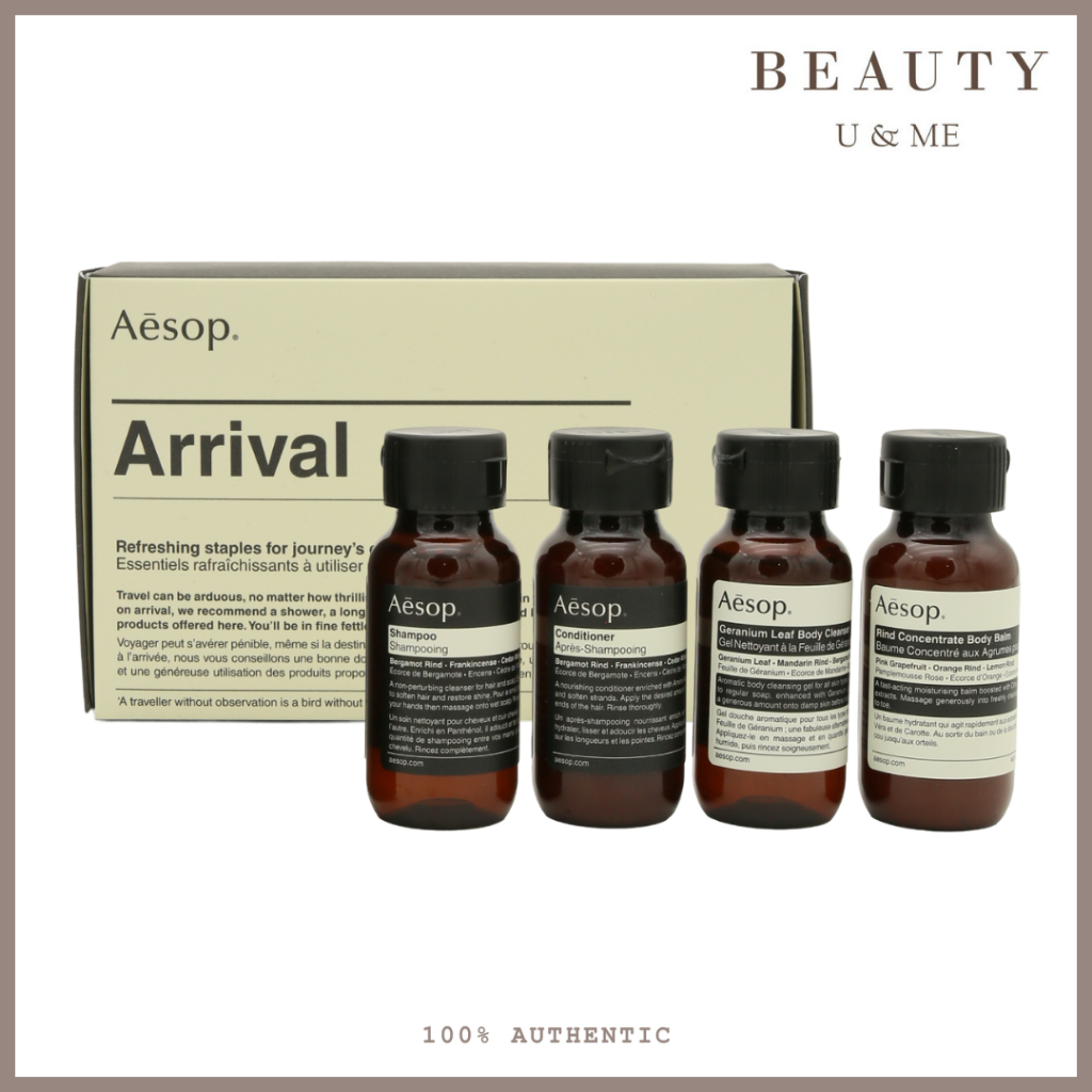 Aesop Arrival Travel Kit (แชมพู 50ml, ครีมนวดผม 50ml, Geranium Leaf ...