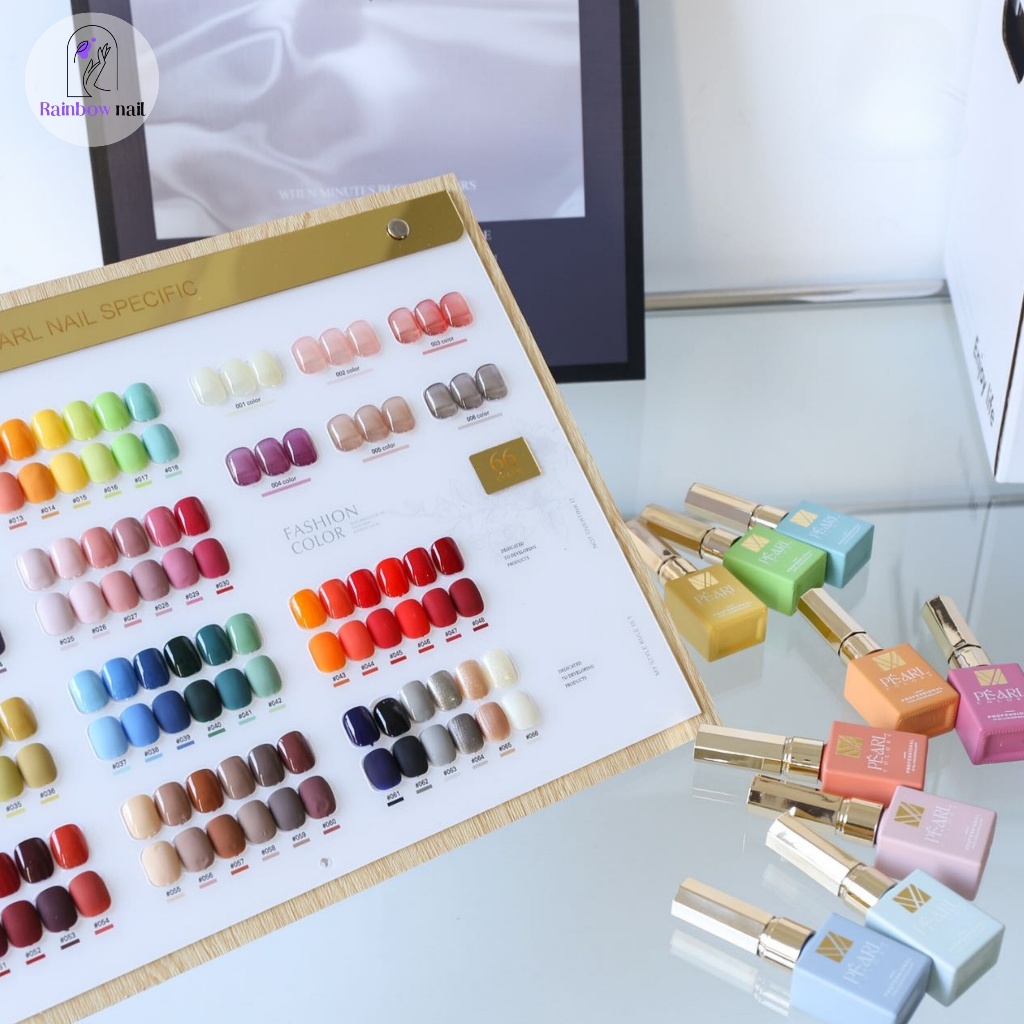 PEARL 66 สี ชุดยาทาเล็บเจล สีอิ่มตัว สีง่าย(15ml/ขวด) การ์ดสีฟรี+TOP ...