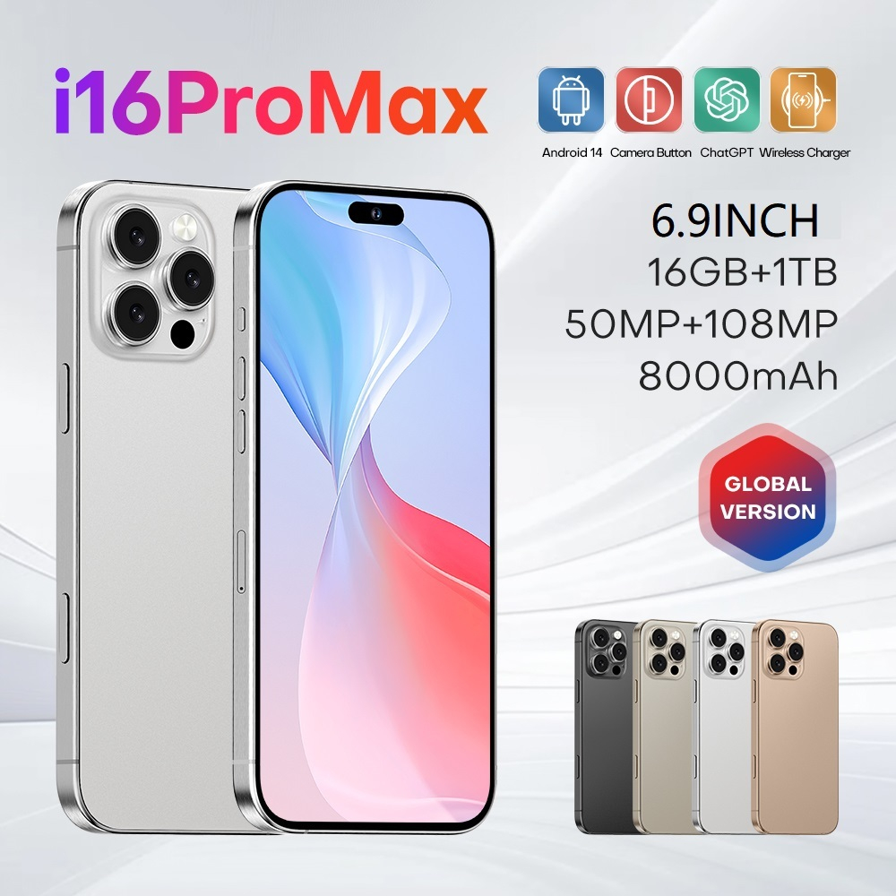 1:1 Nfc A16 Pro Max 6.9 นิ้วขนาดใหญ่เต็มหน้าจอ 1: 1 หน่วยความจํา 16GB ...