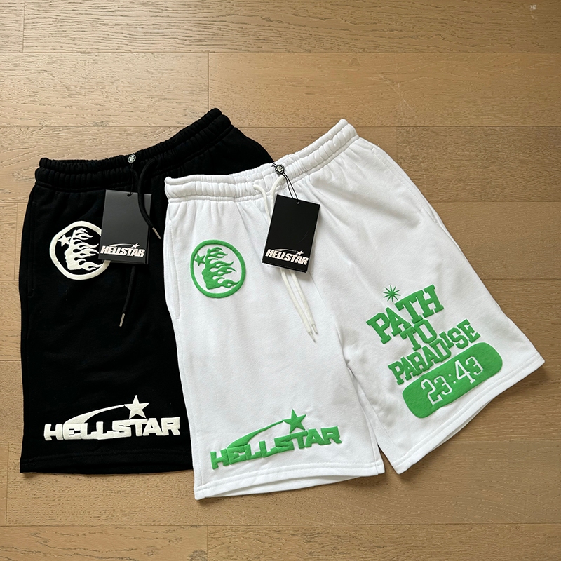 อินเทรนด์ใหม่ของ Hellstar American high street hip-hop ฤดูร้อนตัวอักษรโฟมพิมพ์กางเกงขาสั้นผ้า ...