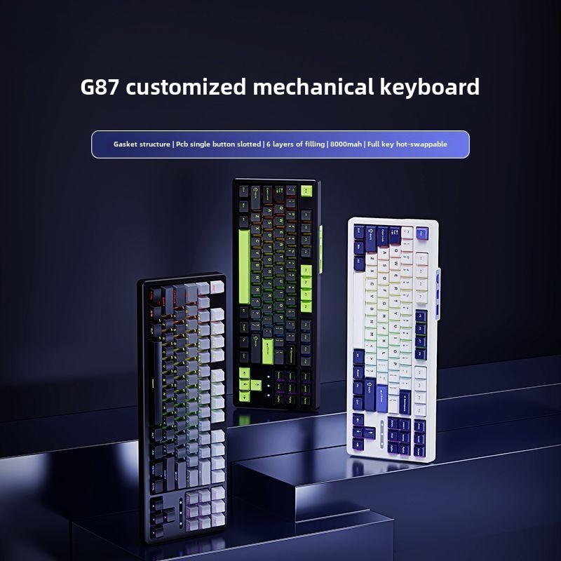 G87 3mode Mechanical Keyboard ที่กําหนดเอง3โหมดไร้สายบลูทูธแป้นพิมพ์กล ...