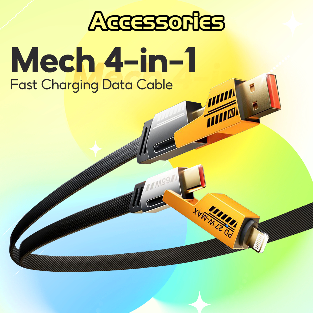Mech 4-in-1 Super Fast Charging Data Cable Multi 4 in 1 65W + PD27W ...