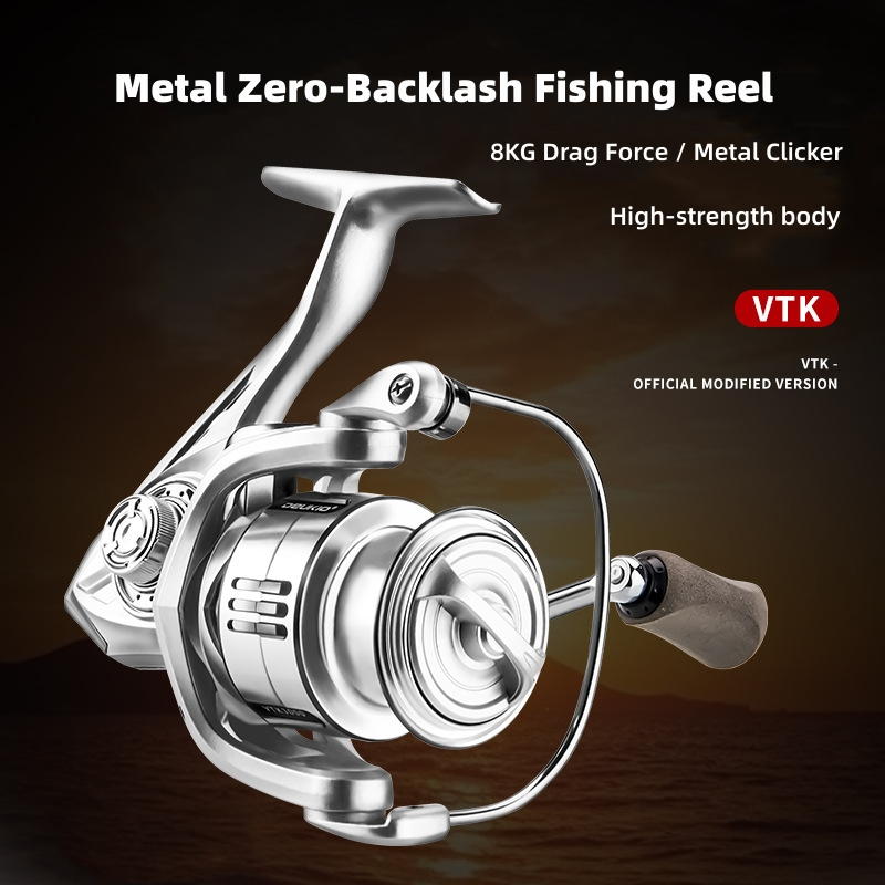 Mavllos VTK Zero Backlash 2000/2500/3000 Full Metal Spinning Reel, 8KG, 3 + 1BB Bearings, 5.2:1 ...