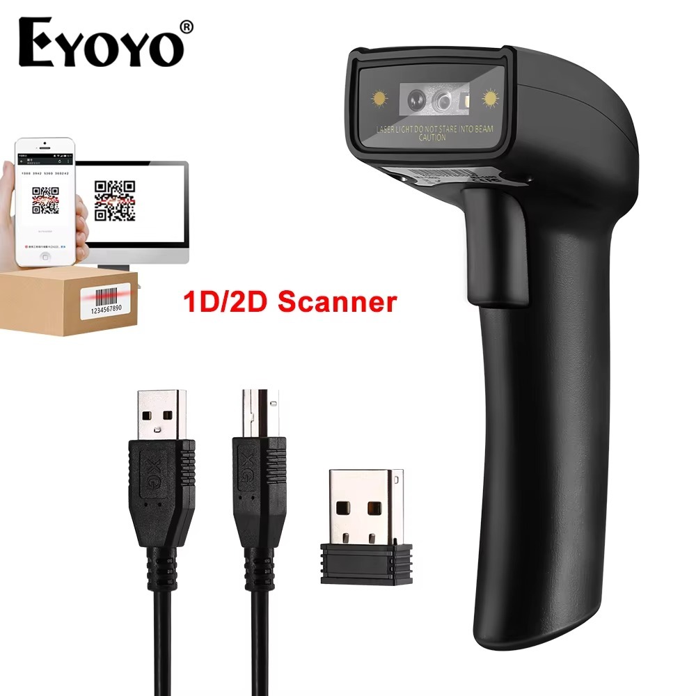 Eyoyo เครื่องสแกนบาร์โค้ดแบบใช้มือถือบลูทูธ/ไร้สาย/แบบมีสาย USB ...