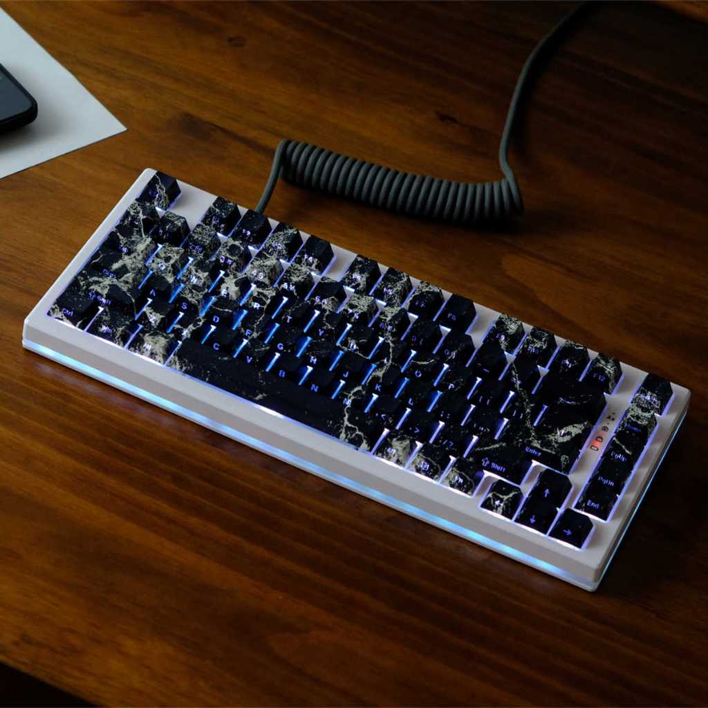 Black Marble Side Shine Through Keycaps PBT Dye-sub Cherry Profile ...