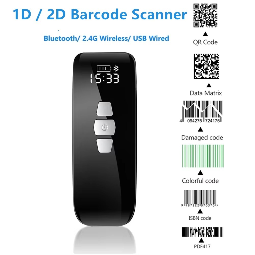 Eyoyo 1D QR 2D บลูทูธไร้สาย Barcode Scanner 2.4G ไร้สาย USB แบบมีสาย ...