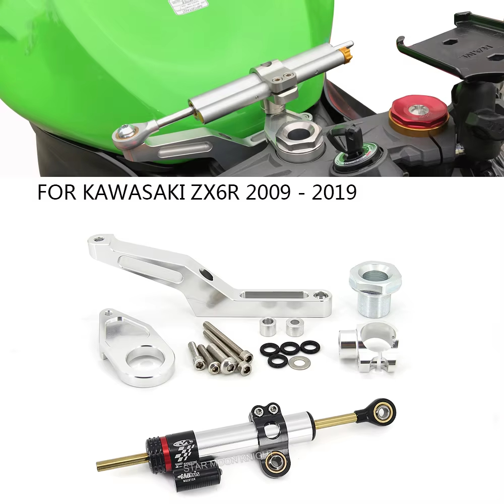 รถจักรยานยนต์ CNC พวงมาลัย Damper ติดตั้งสําหรับ Kawasaki Ninja ZX-6R ...