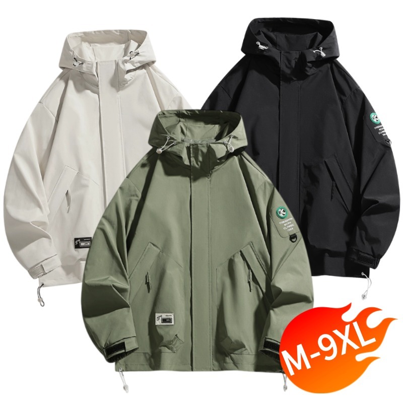 M-9xl Casual กลางแจ้ง Windproof กันน้ํา Hooded Windbreaker แจ็คเก็ตฤดูใบไม้ผลิฤดูใบไม้ร่วง Plus ...