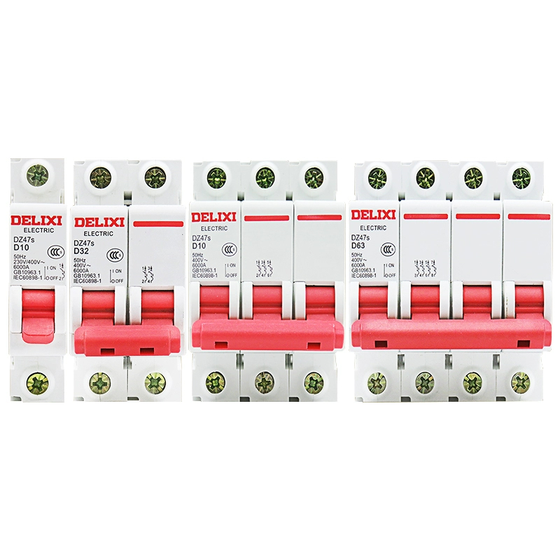 Delixi สวิทช์ DZ47S D ประเภทครัวเรือน 1P 2P 2P 3P 4P air เปิดเสาเดียวเบรกเกอร์ขนาดเล็ก 3 เฟส 6A ...