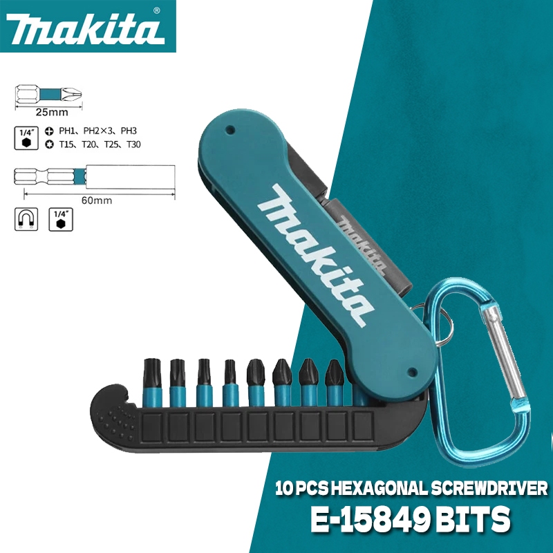 Makita E-15849 ไขควงชุด Bit 10 ชิ้นหกเหลี่ยม Philips ไขควงไฟฟ้า Bits ...