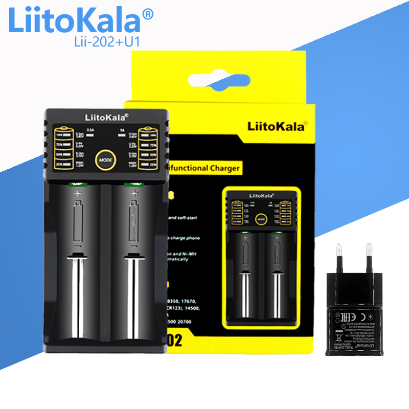 Liitokala Lii-202 18650 เครื่องชาร์จ 1.2V/3.7V/3.2V/3.35V 21700 20700 2665014500 16340 แบตเตอรี่ ...