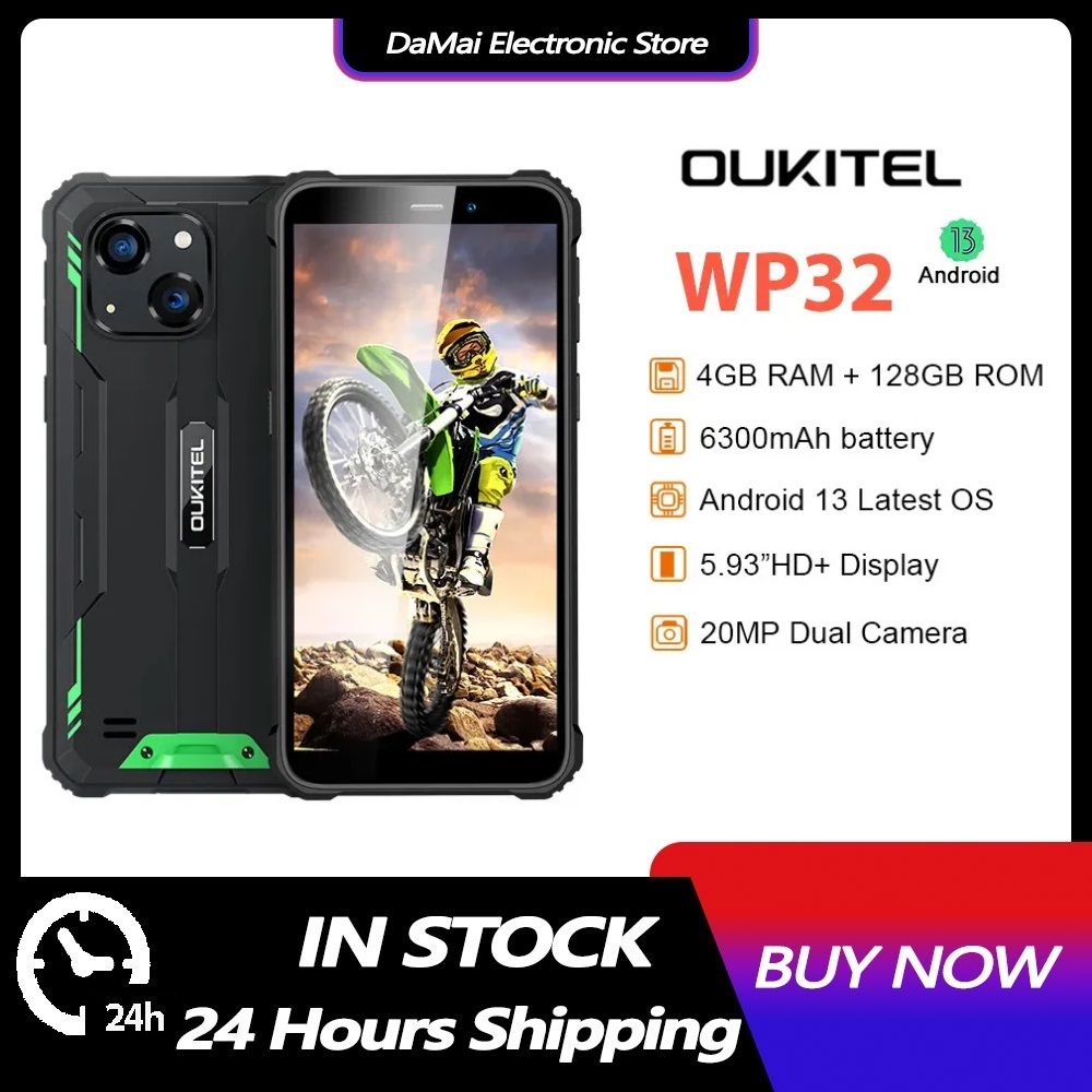 Oukitel WP32 สมาร์ทโฟนที่ทนทาน Octa Core 4GB + 128GB 5.93 นิ้ว HD ...