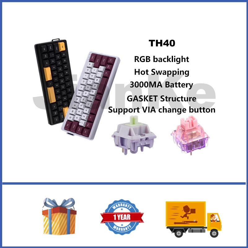 Epomaker TH40 คีย์บอร์ดไร้สายแบบกลไก 40% คีย์บอร์ดเกม RGB แบบถอดเปลี่ยน ...