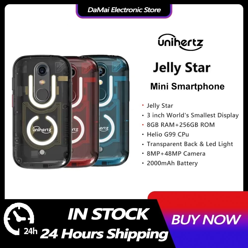 Unihertz Jelly Star Mini สมาร์ทโฟน Android 13 8GB 256GB ไฟ Led ปลดล็อค Backshell โปร่งใส 48MP 3 ...