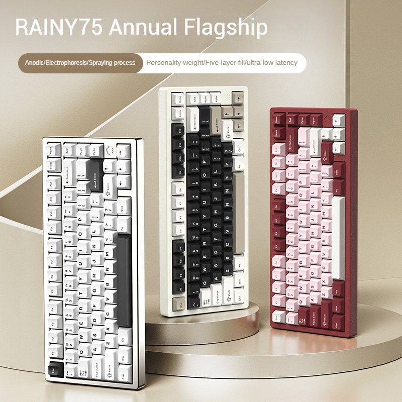 Wob Rainy75 คีย์บอร์ดแบบกลไกสําหรับเล่นเกมแบบกําหนดเอง, 75%Layout, เคส ...