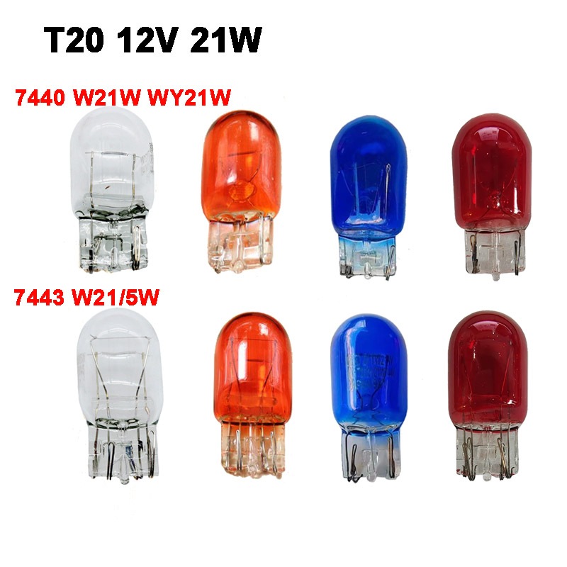 2pcs 12V T20 7440 W21W 7443 W21/5W ฮาโลเจนรถสําหรับไฟเลี้ยวย้อนกลับไฟเบรค | Shopee Thailand