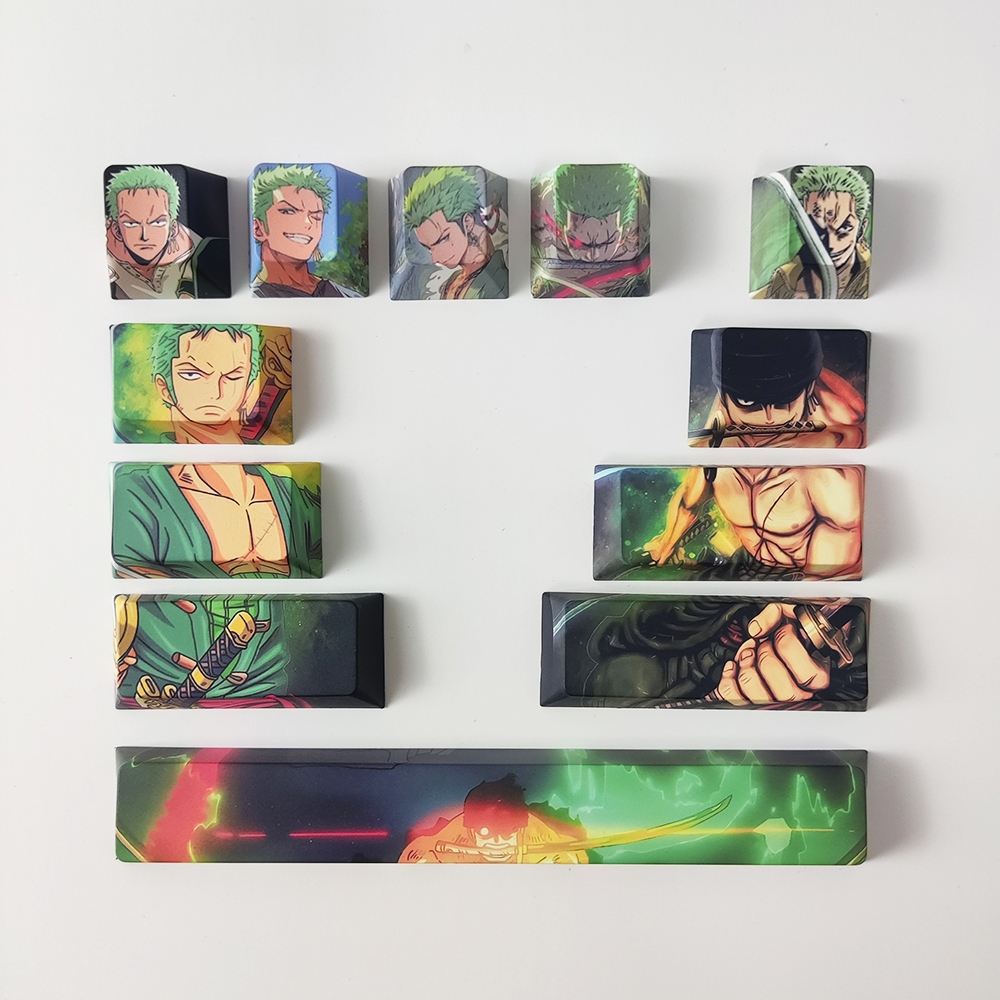 8/12pcs Luffy Zoro Keycaps โปรไฟล์เชอร์รี่ PBT Dye Sublimation One ...
