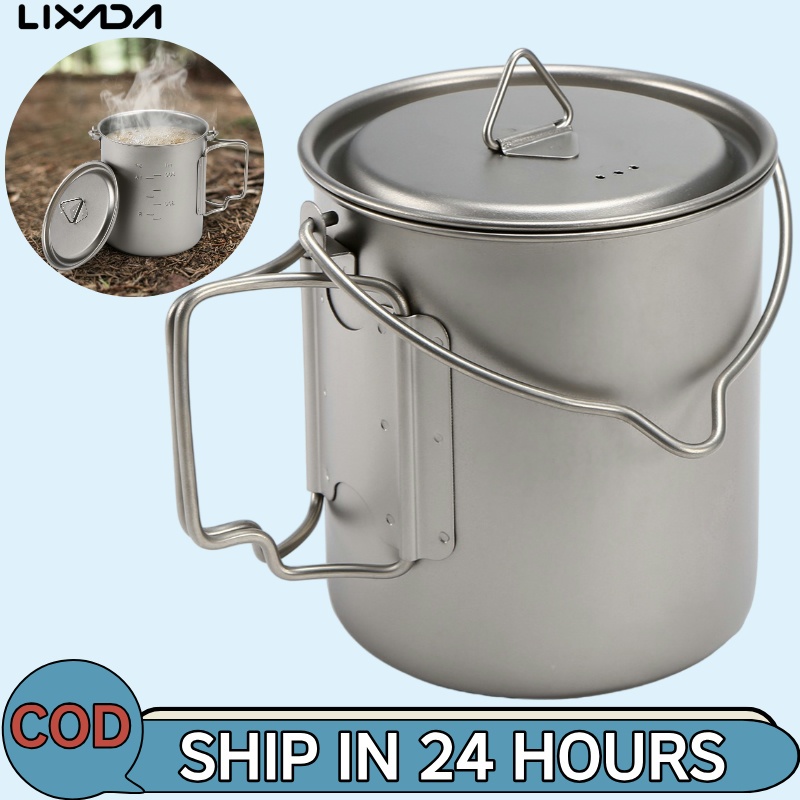 [LIXADA Mall] 400มล / 750มล ถ้วยไทเทเนียมเบาแก้วแบบพกพากลางแจ้งตั้งแคมป์ถ้วยน้ําปิกนิกพร้อมที่ ...