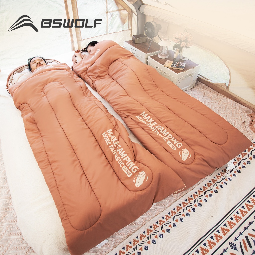 Bswolf ถุงนอนหนาผู้ใหญ่แบบพกพา Outdoor Camping ฤดูหนาวเย็นและอุ่นสามารถ Spliced ผ้านวมคู่ ...