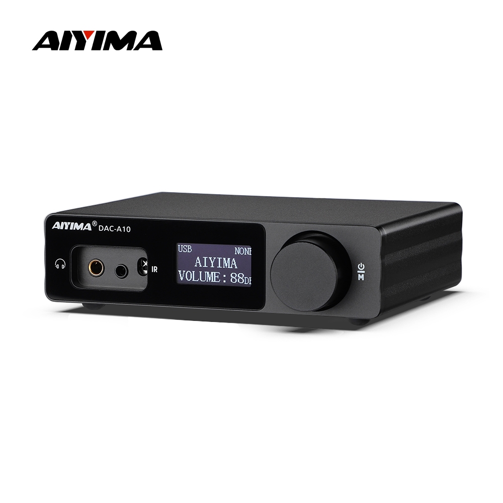 Aiyima DAC-A10 มินิสเตอริโอถอดรหัสเครื่องขยายเสียงหูฟัง 16-600Ω ESS9018K2M USB Coaxial Optical ...