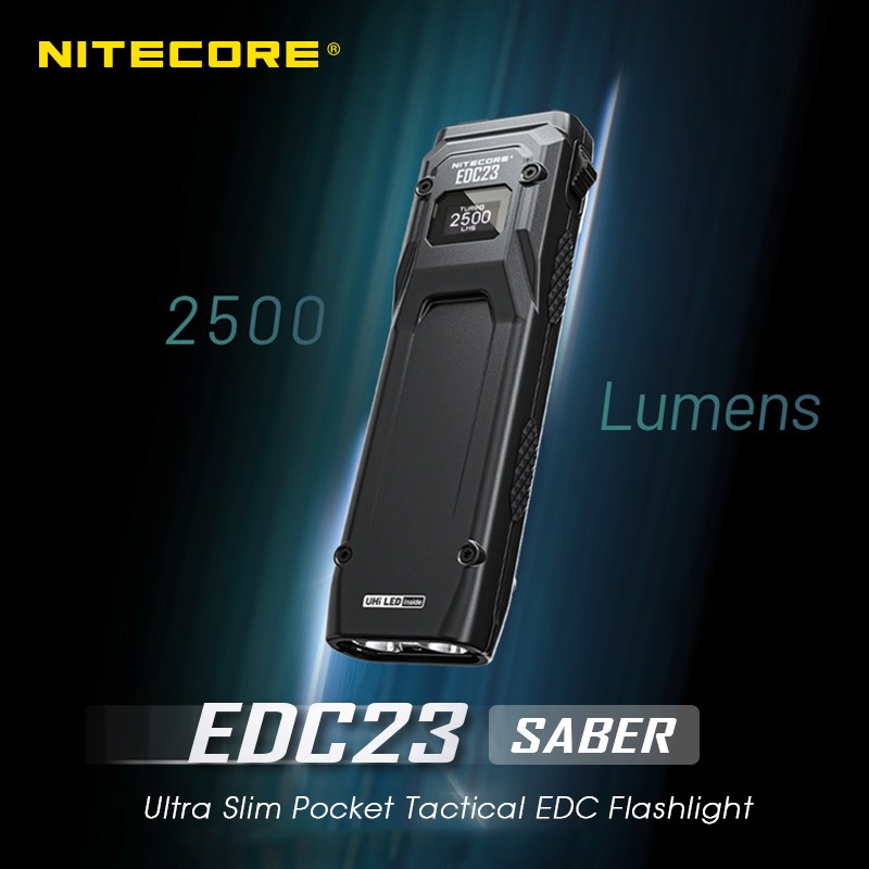 Nitecore EDC23 Ultra Slim EDC Flashight 2500 Lumens USB-C ชาร์จกระเป๋ายุทธวิธีขนาดเล็ก Troch ...