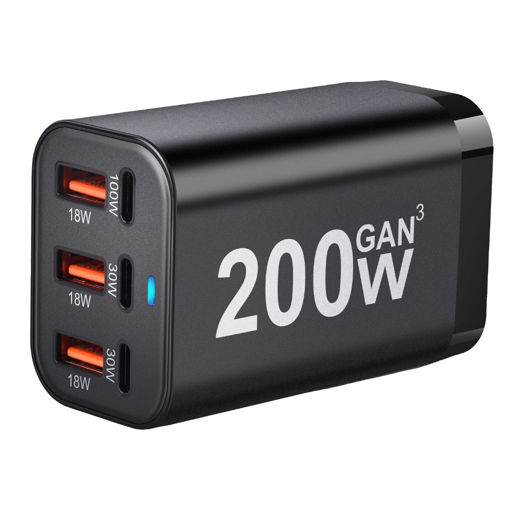 Fast Charger Type C 200W GaN PD Type-C QC USB-A 6 พอร์ตแกลเลียมไนไตรด์โทรศัพท์มือถือ Fast ...