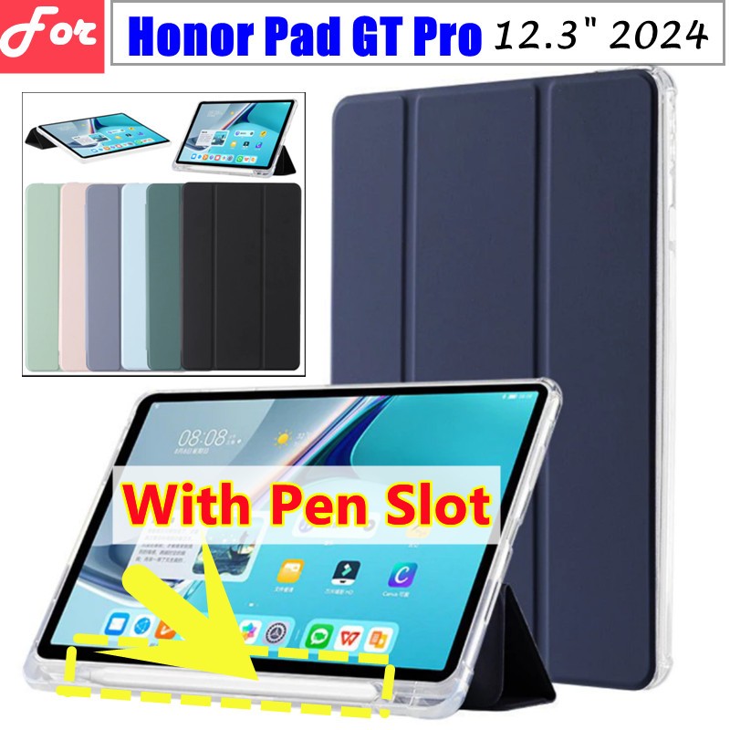 กรณีแท็บเล็ตสําหรับ Huawei Honor Pad GT Pro 12.3 2024 พร้อมช่องเสียบปากกาปกหนังสําหรับ Funda ...