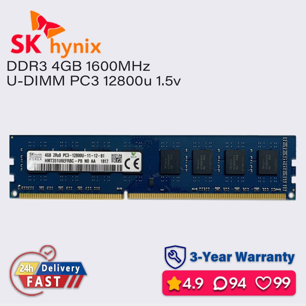 Sk hynix 8gb 4gb 1600mhz ddr3 หน่วยความจําเดสก์ท็อป dimm pc ram pc3 1.5v 12800u | Shopee Thailand