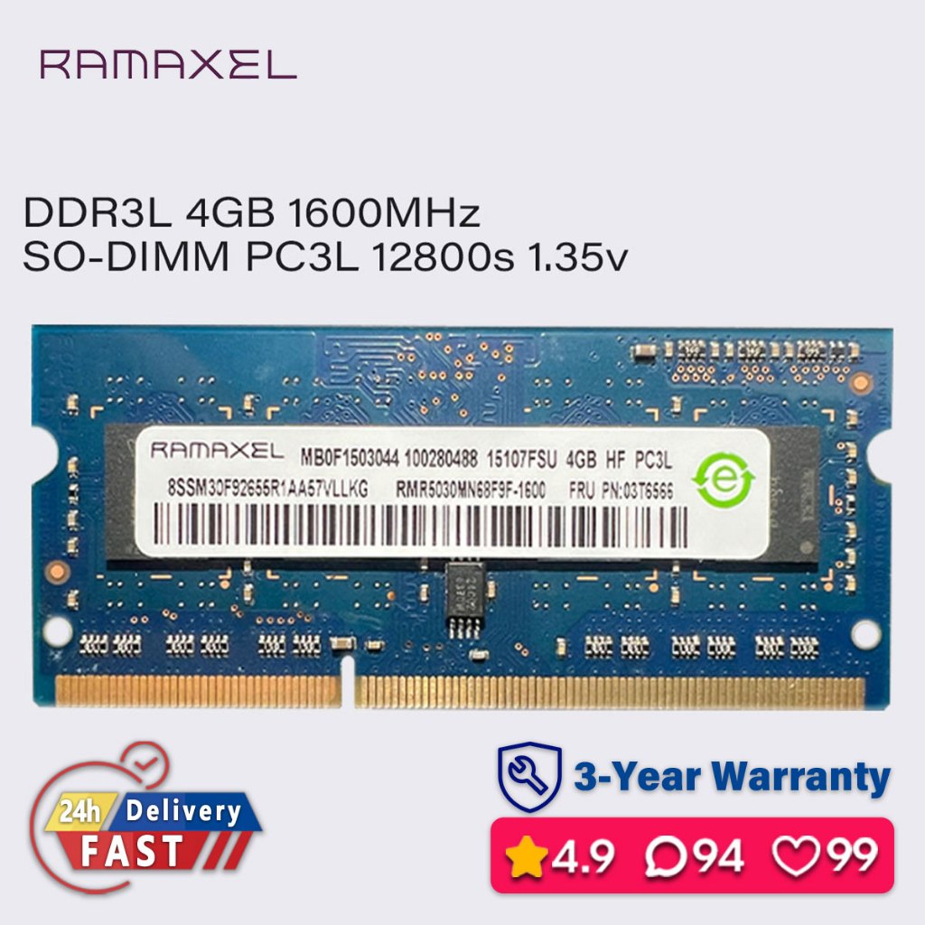 Ramaxel 8gb 4gb 1600mhz ddr3l ram แล็ปท็อป sodimm หน่วยความจํา pc3l 1 ...