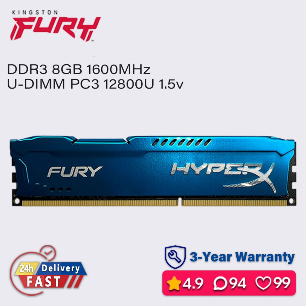Kingston fury 8gb 4gb 1600mhz ddr3 hyperx PC ram หน่วยความจํา dimm เดสก์ท็อป | Shopee Thailand
