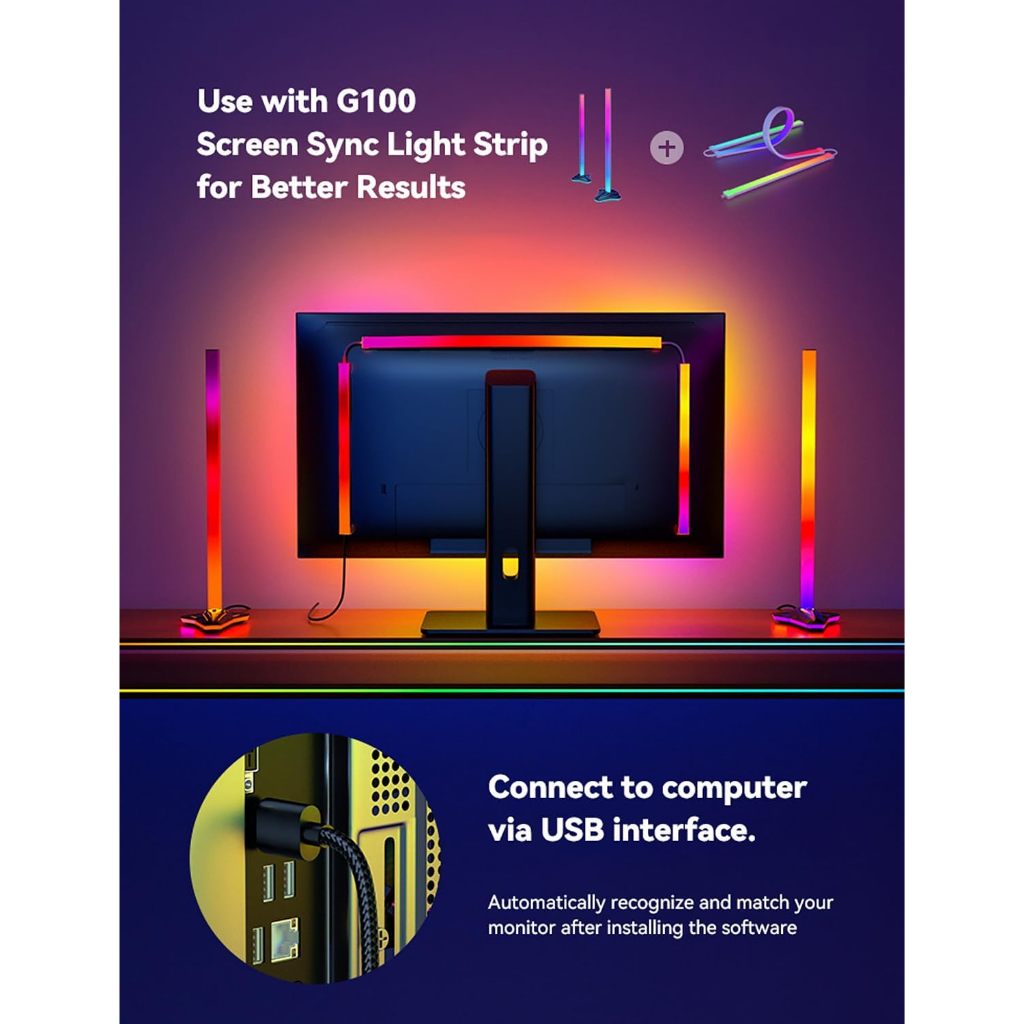 Skydimo LED RGB Backlights Strip Sync พร้อมจอคอมพิวเตอร์, USB 5V Rhythm Pickup เพลงสําหรับ ...