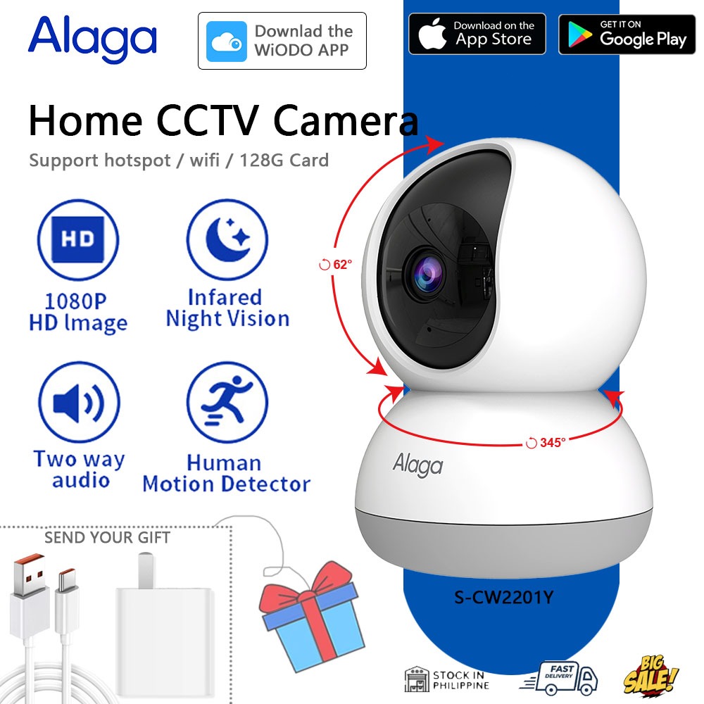 Alaga 2MP 1080P กล้องวงจรปิด 2.4G WIFI IP Camera Full HD Wireless Video ...