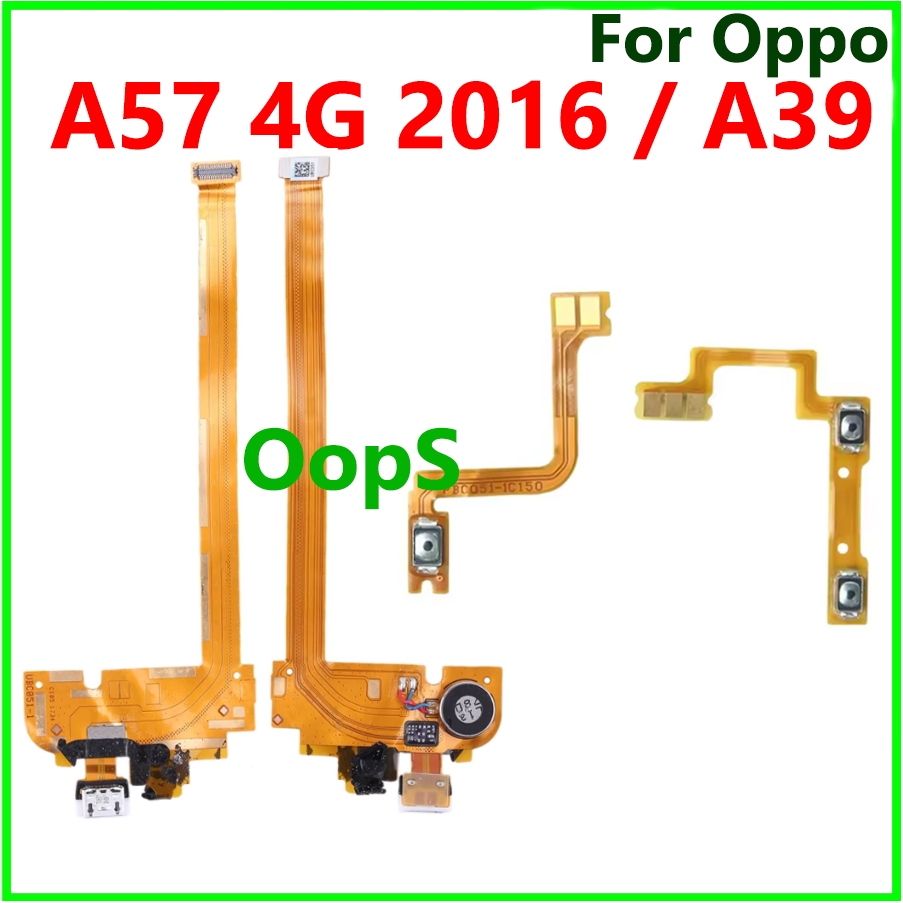 สําหรับ Oppo A57 2016 4G A39 โทรศัพท์ USB ชาร์จพอร์ตบอร์ดไฟ Flex ปุ่ม ...