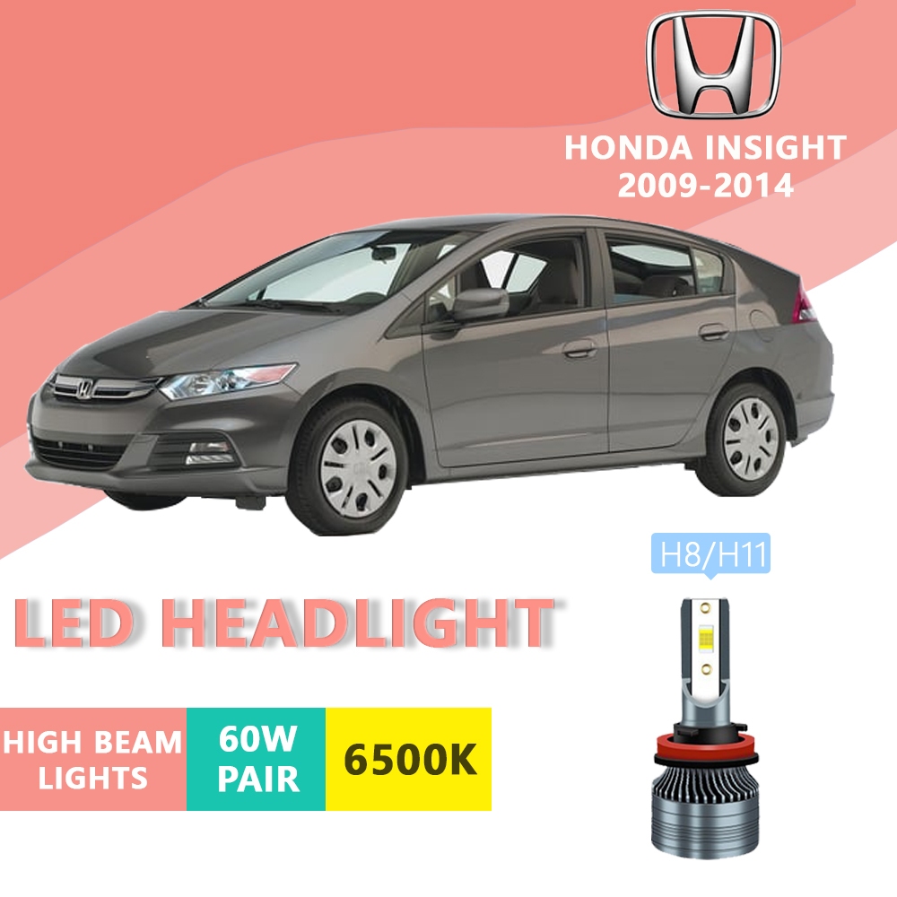 2pcs สําหรับ Honda Insight 2009-2014-H11 LED Super Bright Hi/Lo Beam ไฟ ...