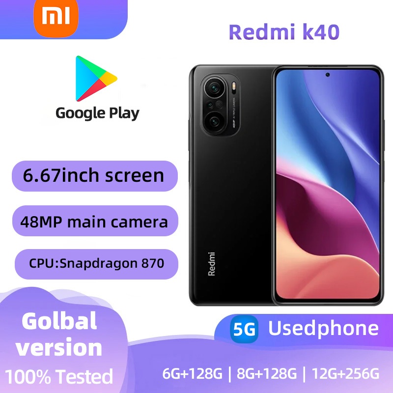 Original Redmi K40 5g 128GB 256GB สมาร์ทโฟนในโทรศัพท์มือสองสภาพดี ...