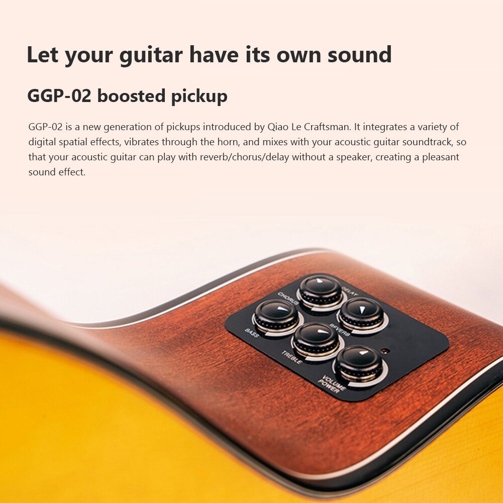 ⭐⭐⭐Guitto GGP-02 กีตาร์อะคูสติก Preamp Piezo Pickup Reverb Delay Chorus Effect Pickups สําหรับ ...