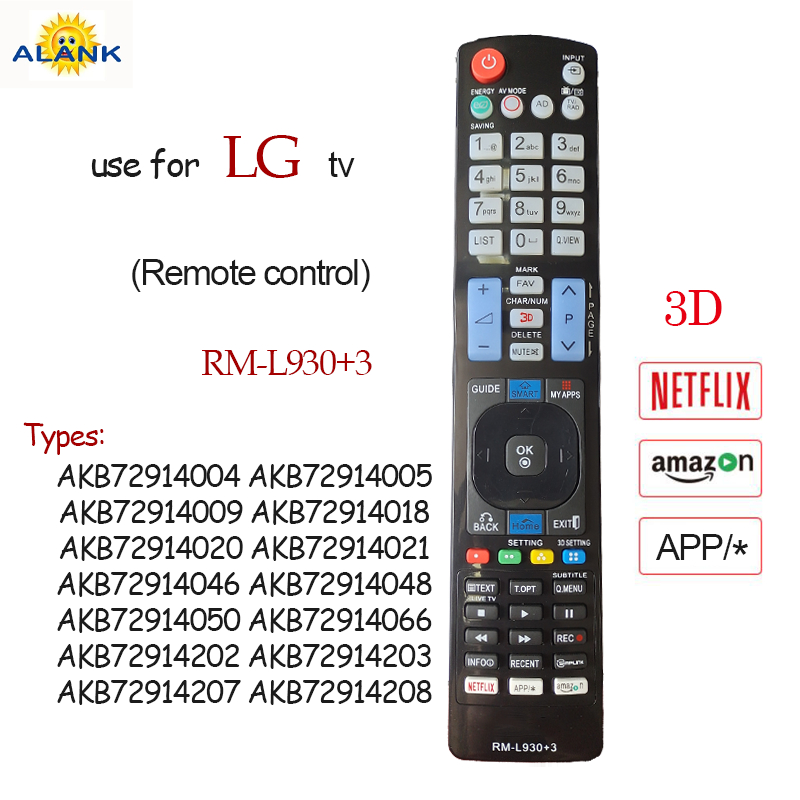 Alank - ของแท้ ใช้ได้กับทุกรุ่น Remote รีโมททีวี LG LCD Smart TV รีโมท 3D/NETFLIX/amszon RM-L930 ...