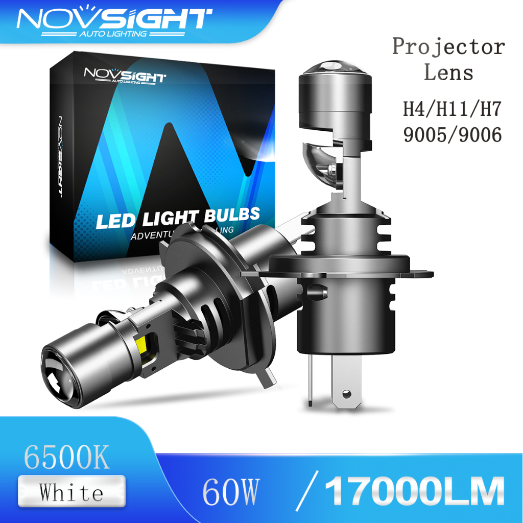 Novsight N91 2 ชิ้นรถ H4 H11 H7 9005 9006 LED โปรเจคเตอร์เลนส์ไฟหน้าพัดลม 6500K 60W 17000LM ...