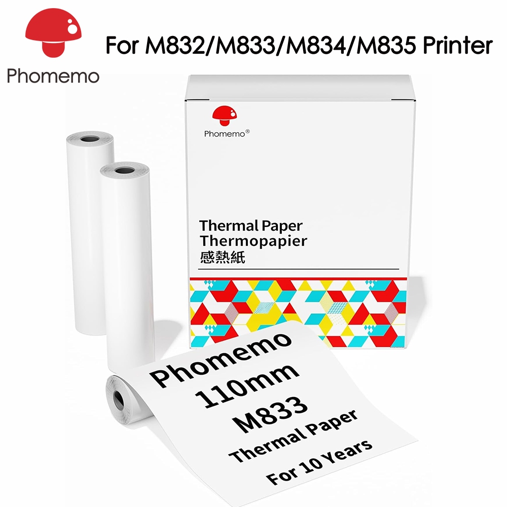 Phomemo กระดาษความร้อนสำหรับเครื่องพิมพ์ M832 M833 M834 M835 M04AS 241BT, 3 ม้วนต่อกล่อง ...