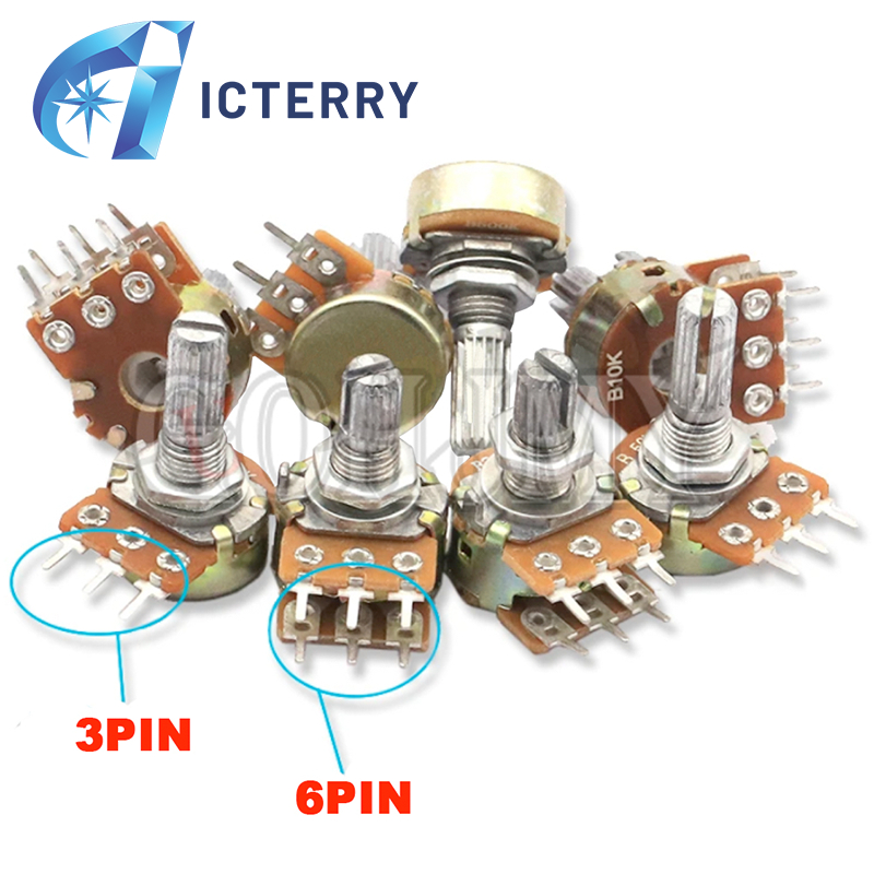10pcs WH148 ปรับ Potentiometer โรตารี่ตัวต้านทานตัวแปร B1K/2K/5K/10K ...