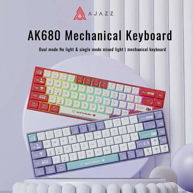 Ajazz AK680 Dual-Mode Mechanical Keyboard 68 คีย์ Hot Swappable Custom ...