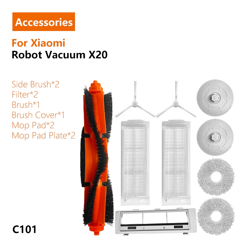 สําหรับ Xiaomi Robot Vacuum X20 อุปกรณ์เสริม C101 แปรง/ฝาครอบแปรง/แผ่นซับ/ตัวกรอง/แปรงด้านข้าง ...
